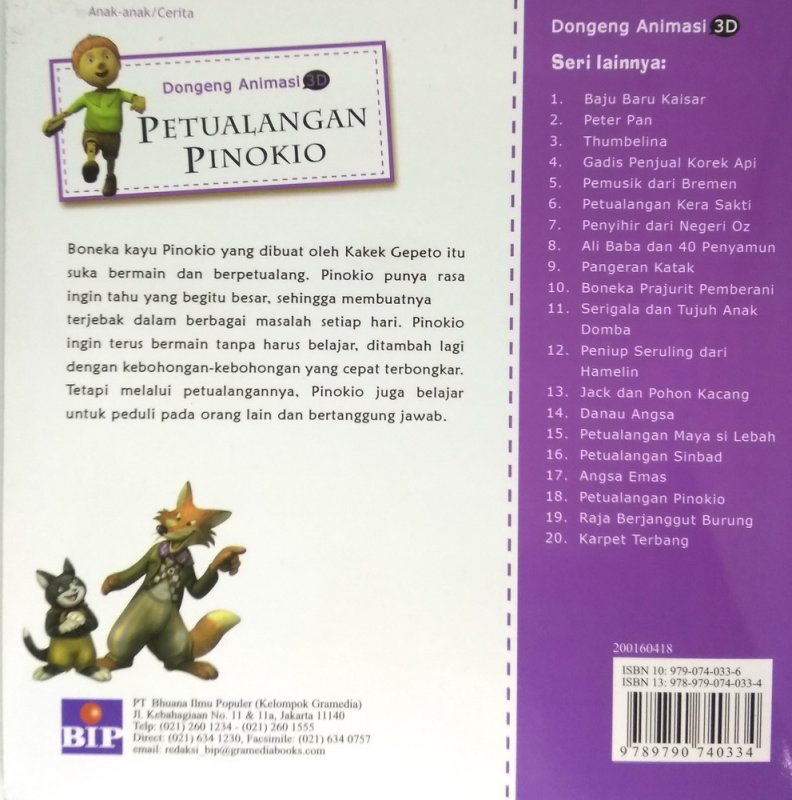 Buku Dongeng Animasi 3d: Petualangan Pinokio | Bukukita
