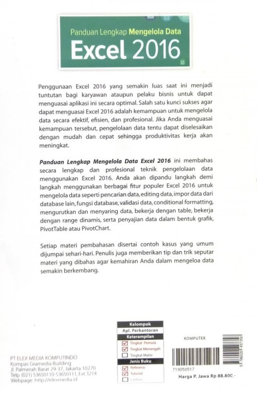 Buku Panduan Lengkap Mengelola Data Excel 2016 | Bukukita